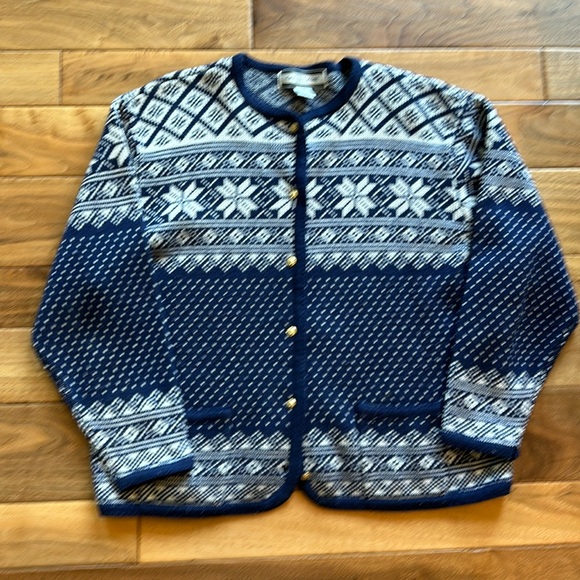 Vintage | Sweaters | Vtg Crystal Kobe Fair Isle Sweater Cardigan Lady ...